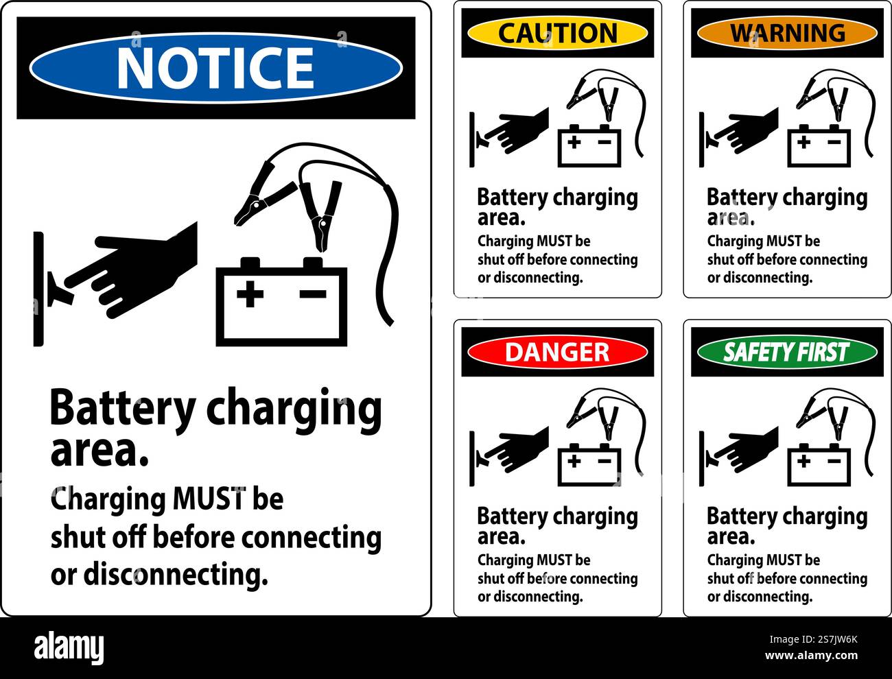 Danger Sign Battery Charging Area, Charging Must Be Shut Off Before ...