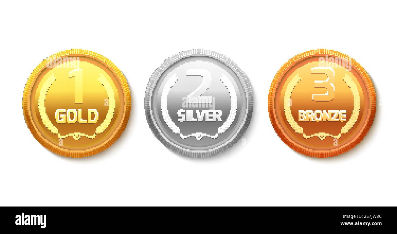 Award medal gold silver and bronze. Champion metal ward for winner ...