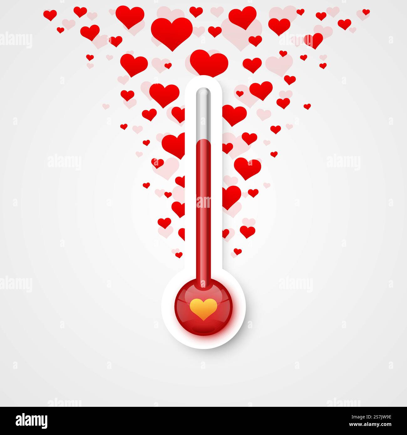 Thermometer of love scale with flying symbols of the heart . Vector ...