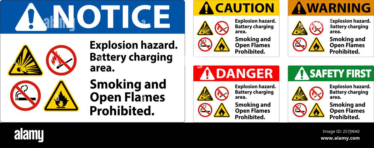 Danger Sign Explosion Hazard, Battery Charging Area, Smoking And Open ...