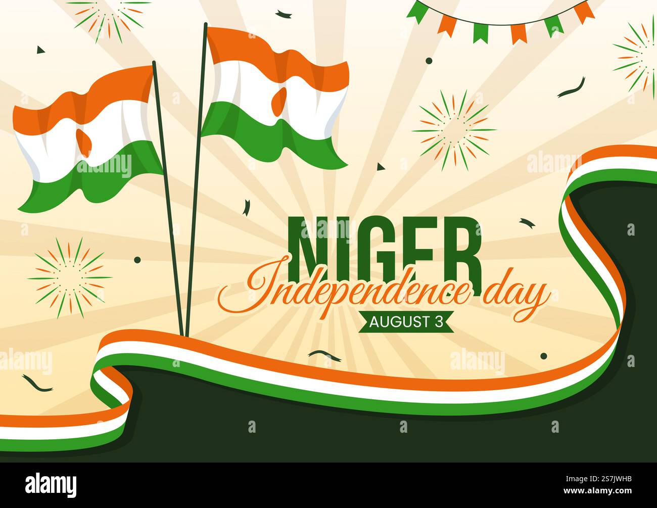 Happy Niger Republic Day Vector Illustration with Waving Flag and ...