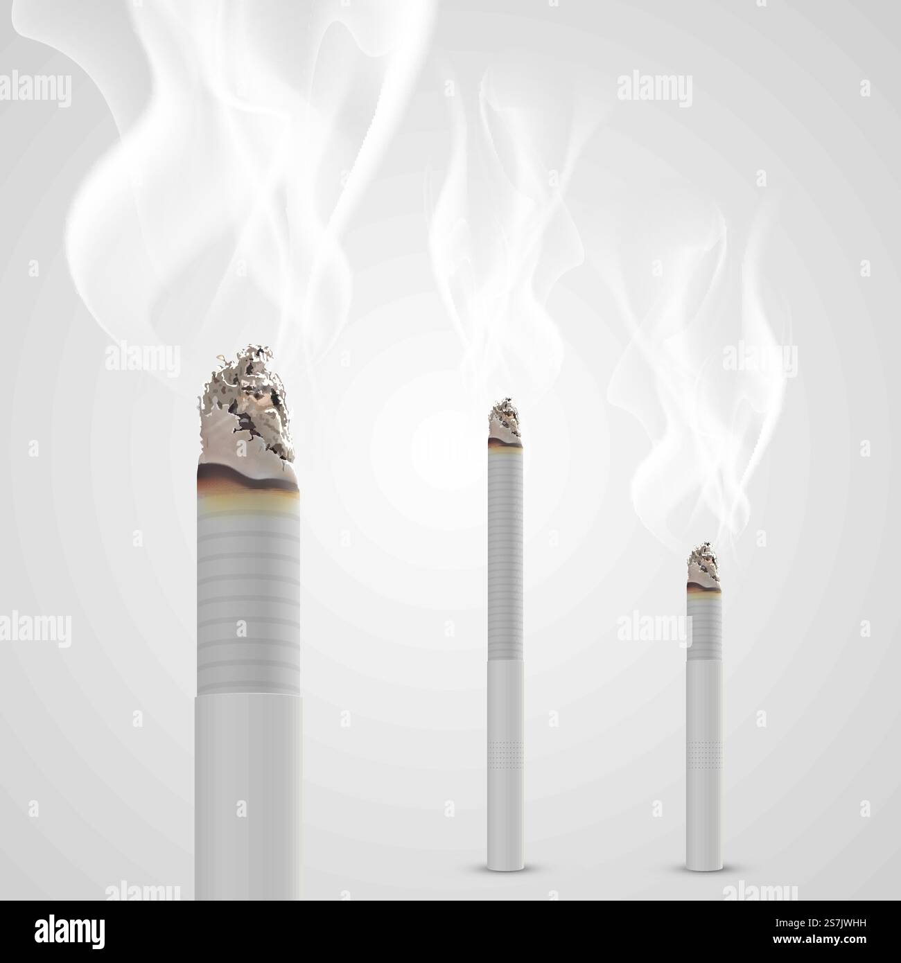 Smoldering cigarette with a smoke object. Vector illustration ...