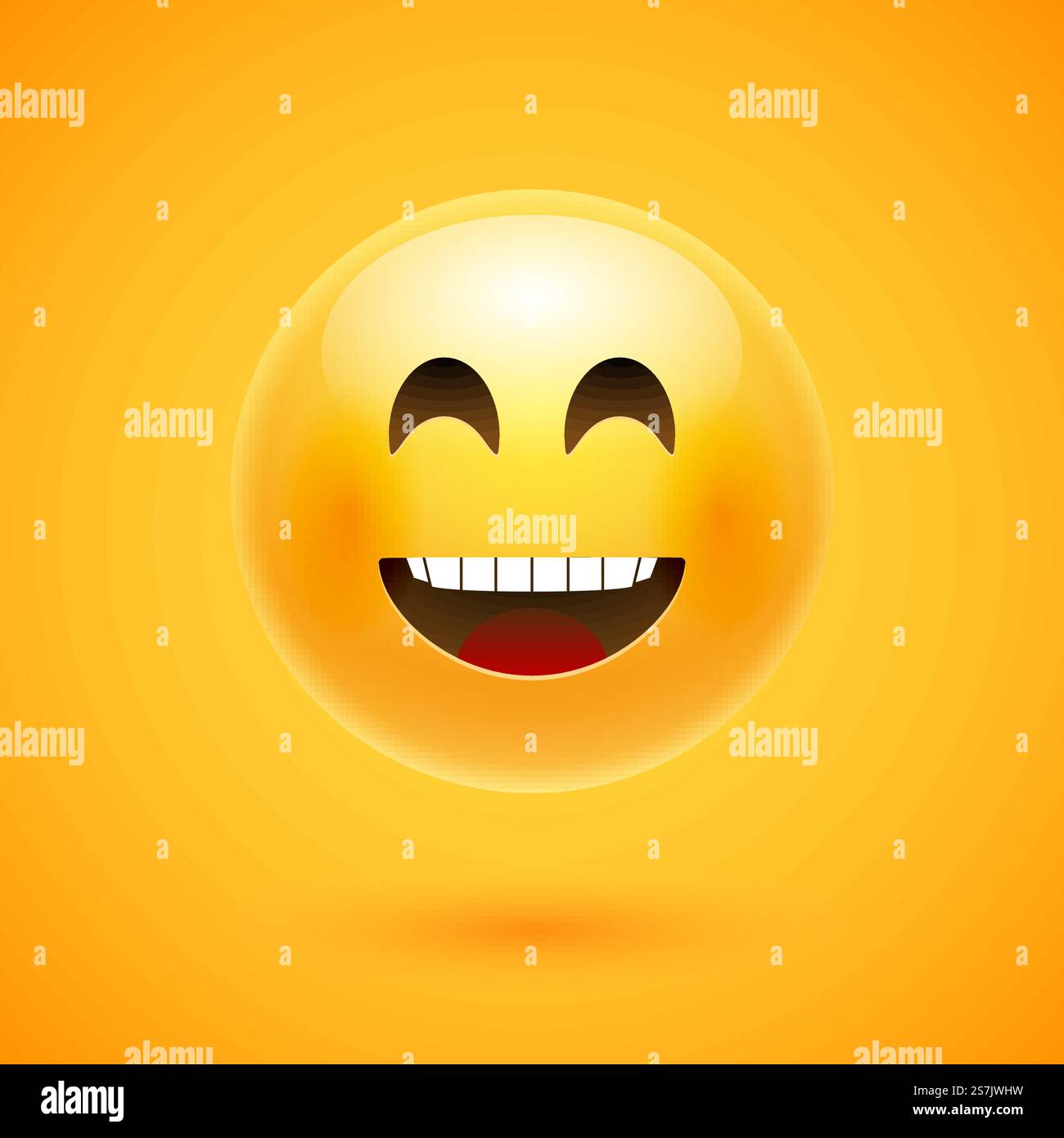 Happy emoji smile. Yellow round emoticon cartoon character isolated ...