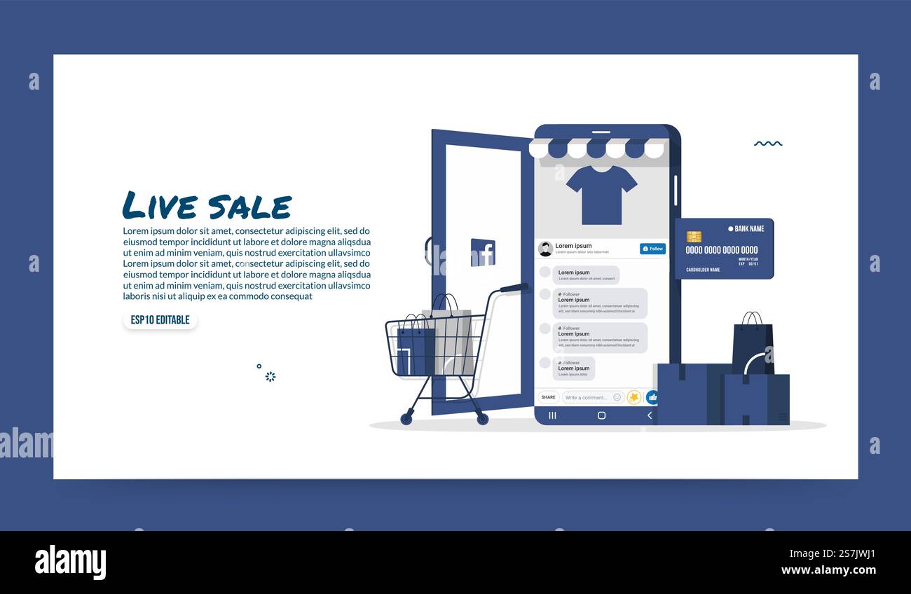 Online shppoing on social media application, mobile store and e ...