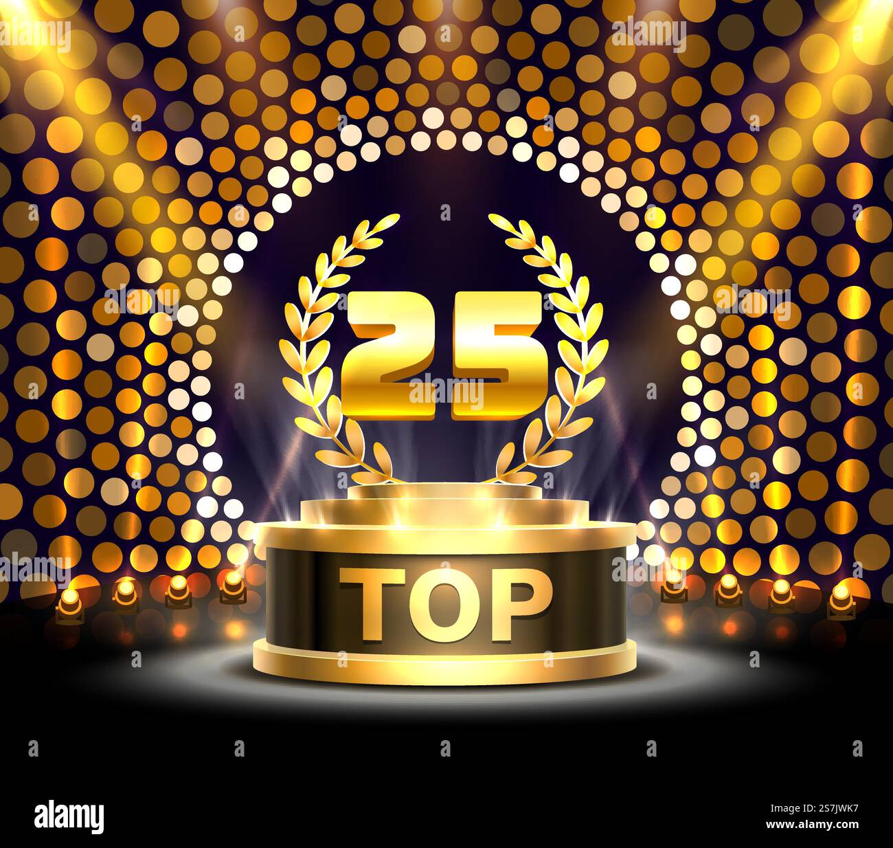 Top 25 best podium award sign, golden object. Vector illustration Stock ...