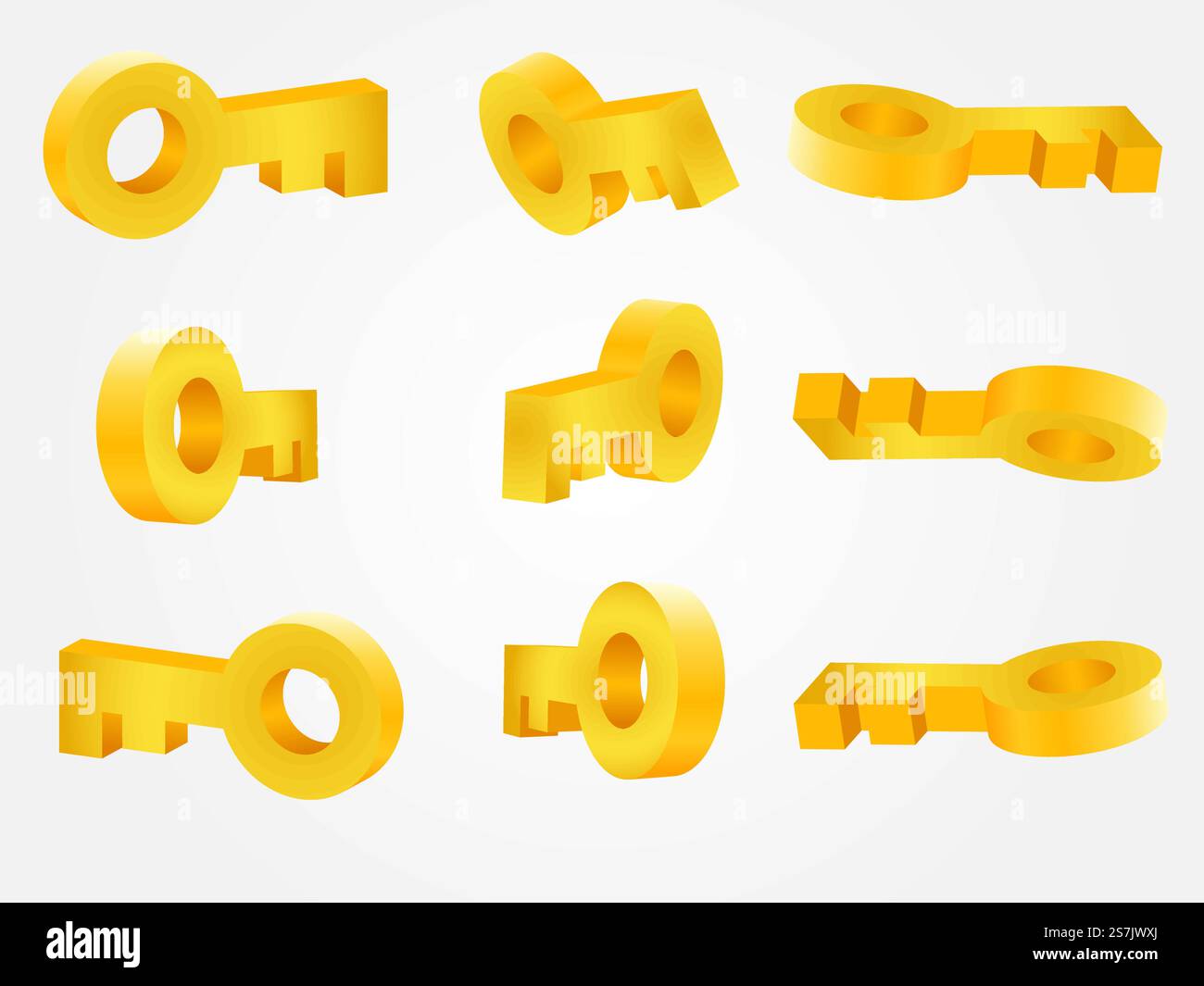 Vector golden key in different angles. Vector illustration. Vector ...