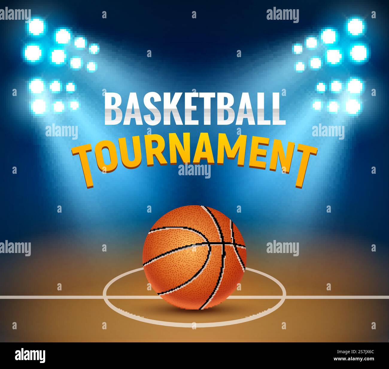 Basketball vector tournament background. Basketball court arena game ...