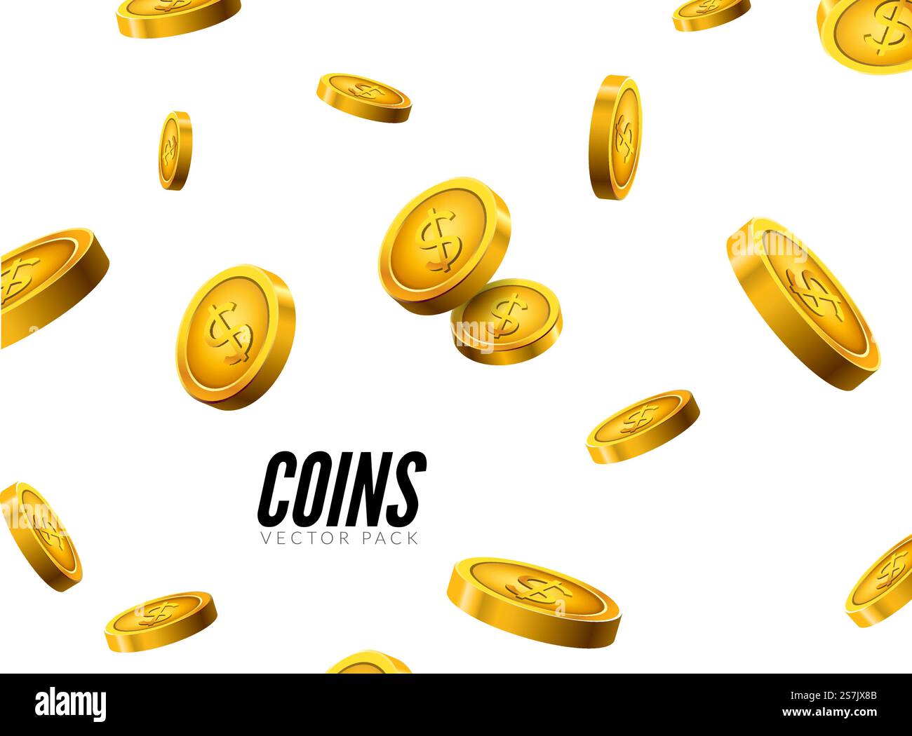 Vector gold coins falling. Coin icons realistic design with shadow ...