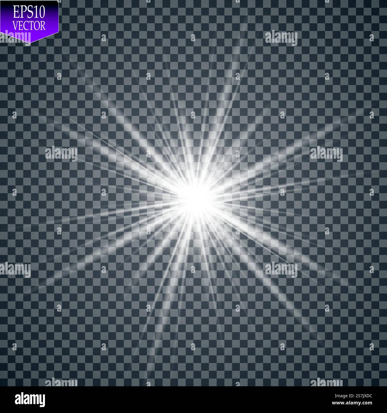 Glow light effect. Starburst with sparkles on transparent background. Vector illustration. Sun ...