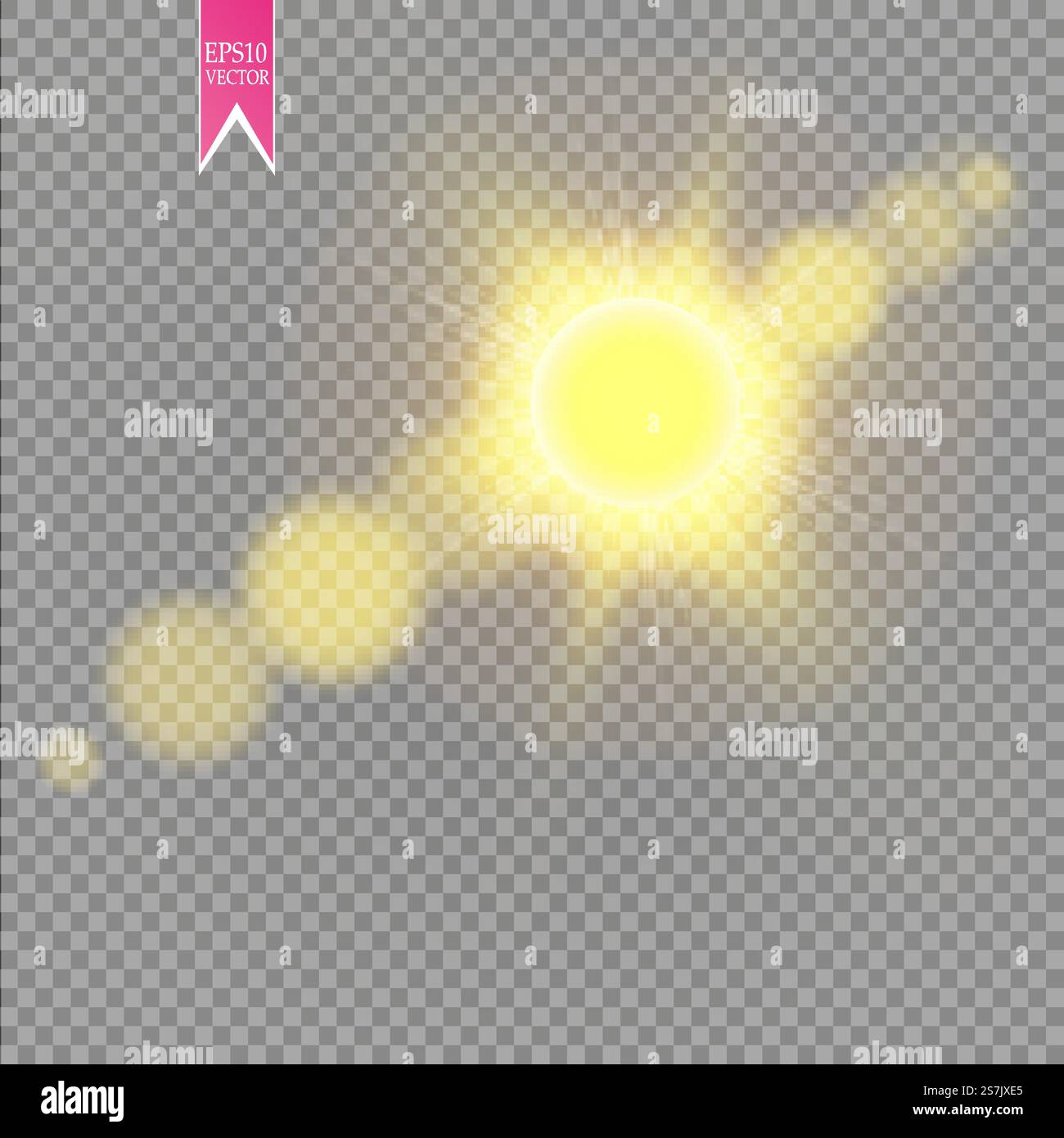 Lens flare effect isolated on transparent background. Golden glow ...