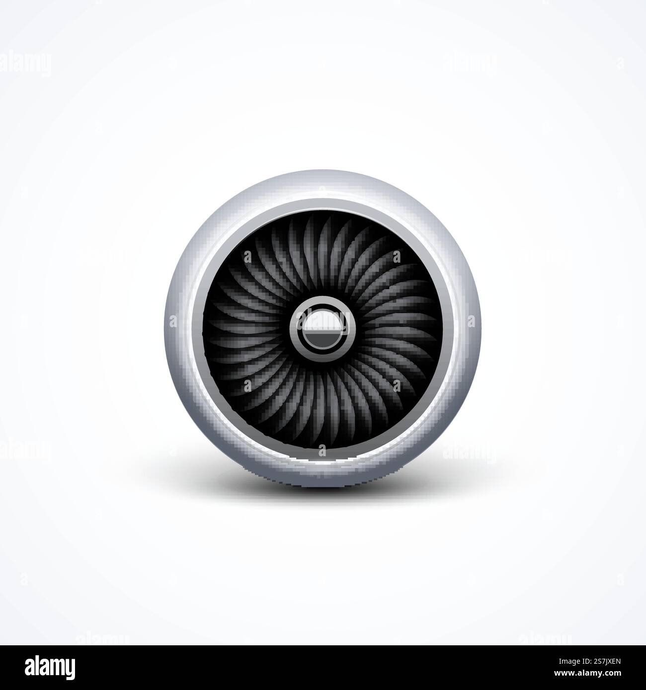 Jet airplane engine turbine front view. Air blade fan, power engine of ...
