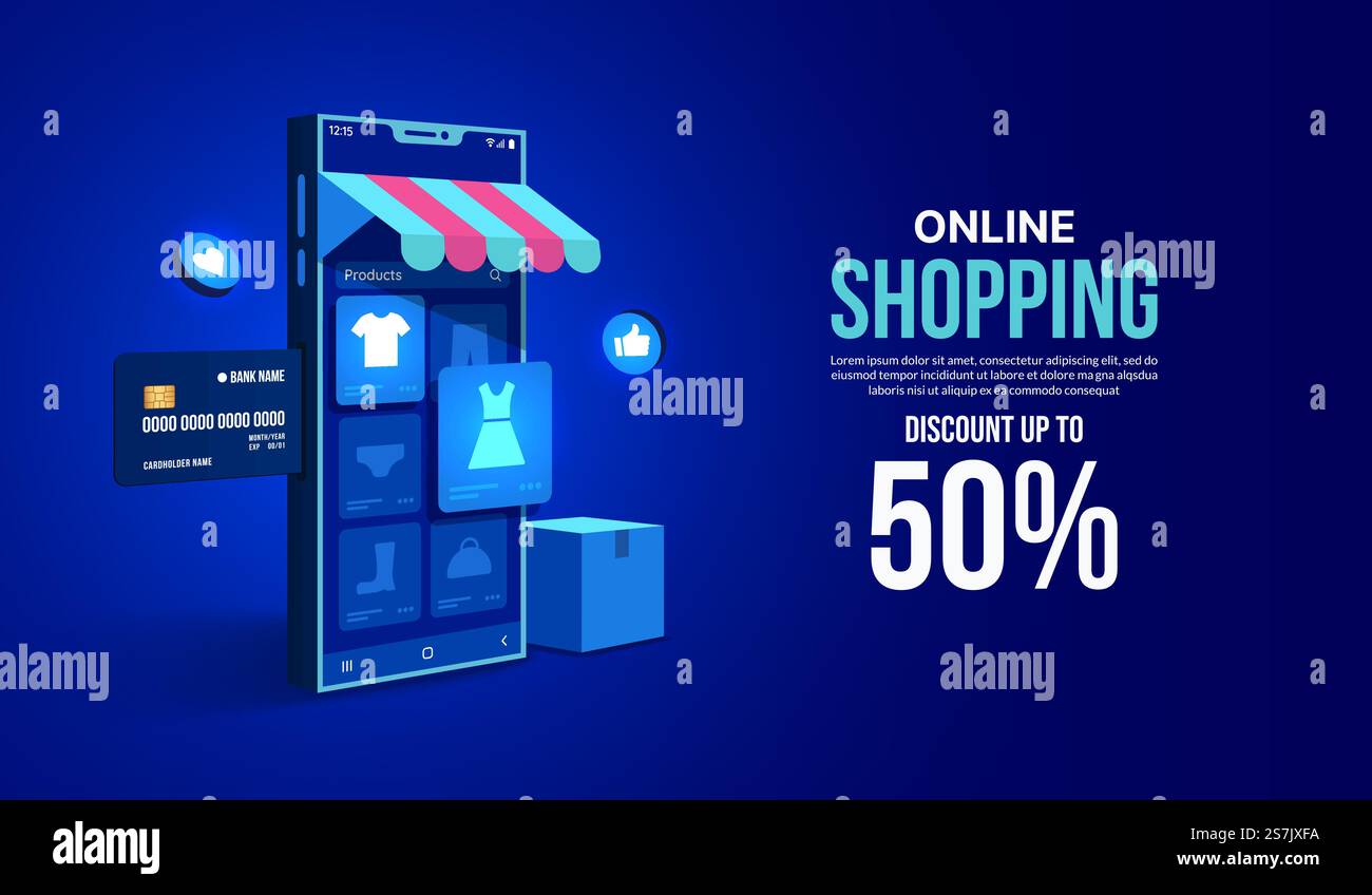 Online shopping on website and mobile application concept, Digital ...