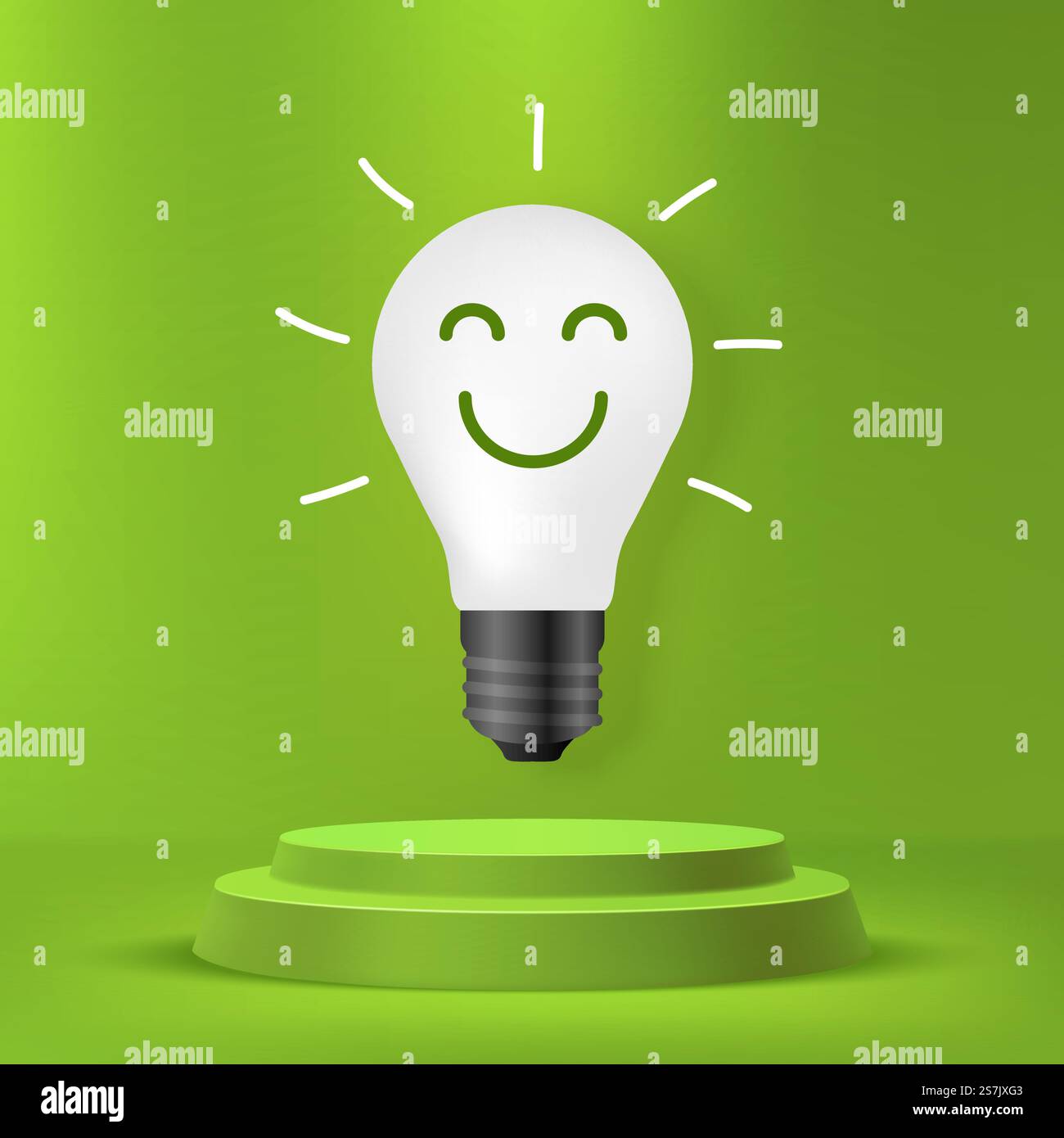 Light bulb standing on podium, Sustainable energy concept, Renewable ...