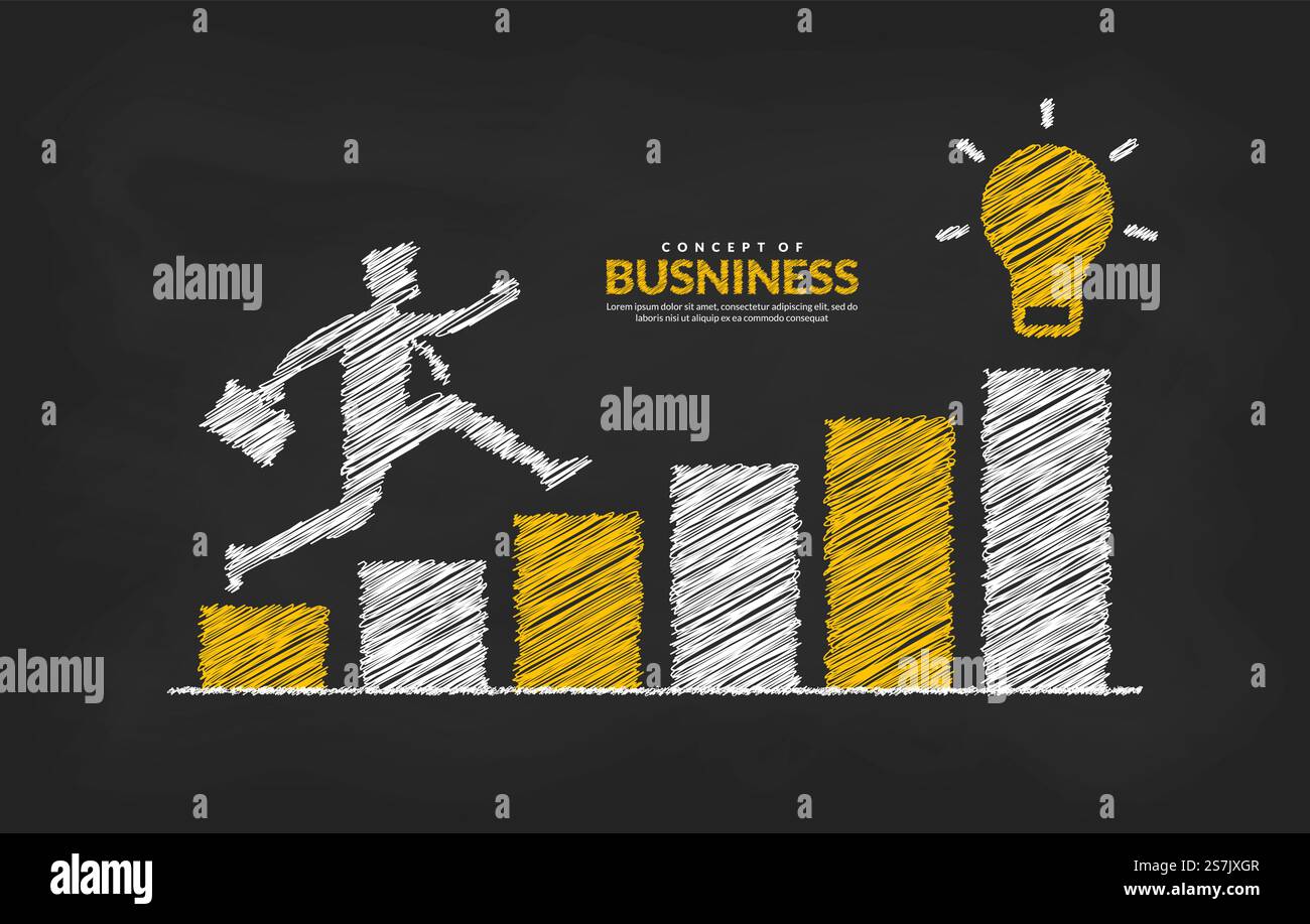 Businessman on graph jumping across obstacles to success, Business risk ...