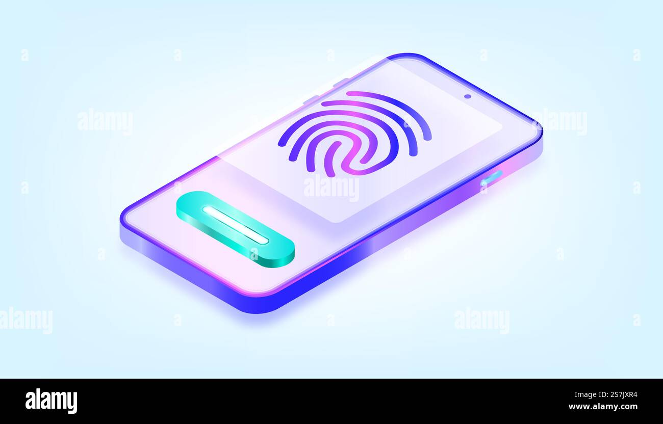 Online mobile app Fingerprint. Biometric technology for recognition ...