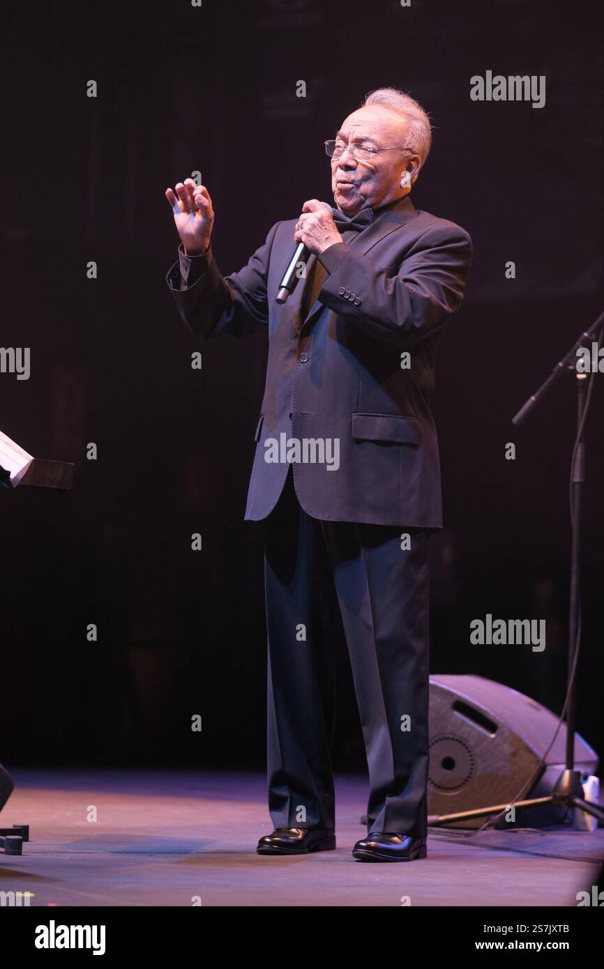 Singer Rafael Basurto Lara of Los Panchos performs during a concert at ...