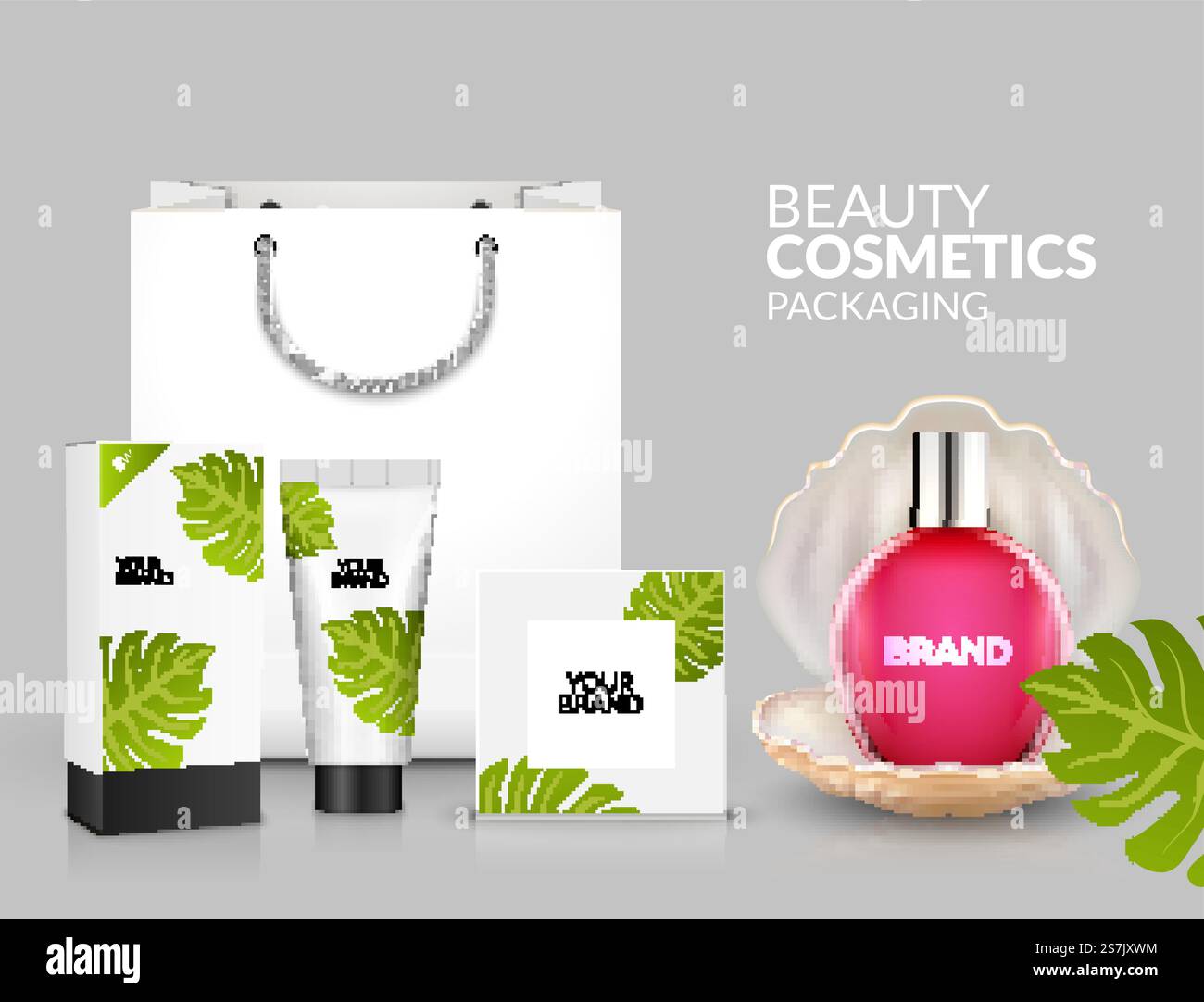 Tropical cosmetic package design natural summer beauty advertising ...