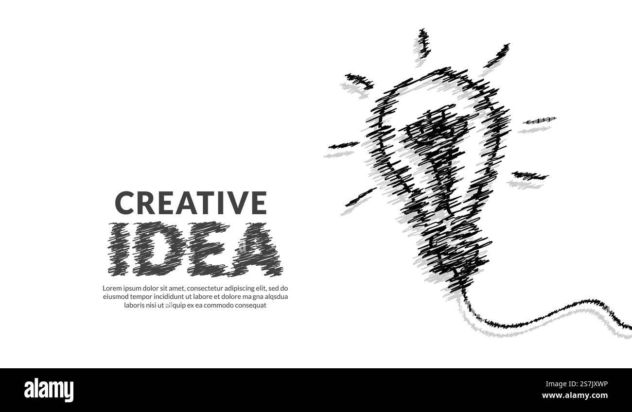 Creative ideas concept with doodle light bulb and typography lettering ...