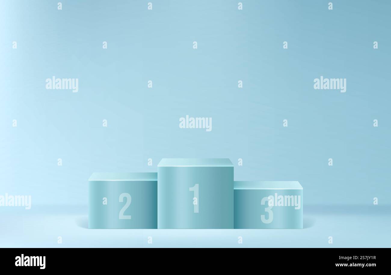 Competition winner podium on minimal scene, Announcement award stage ...