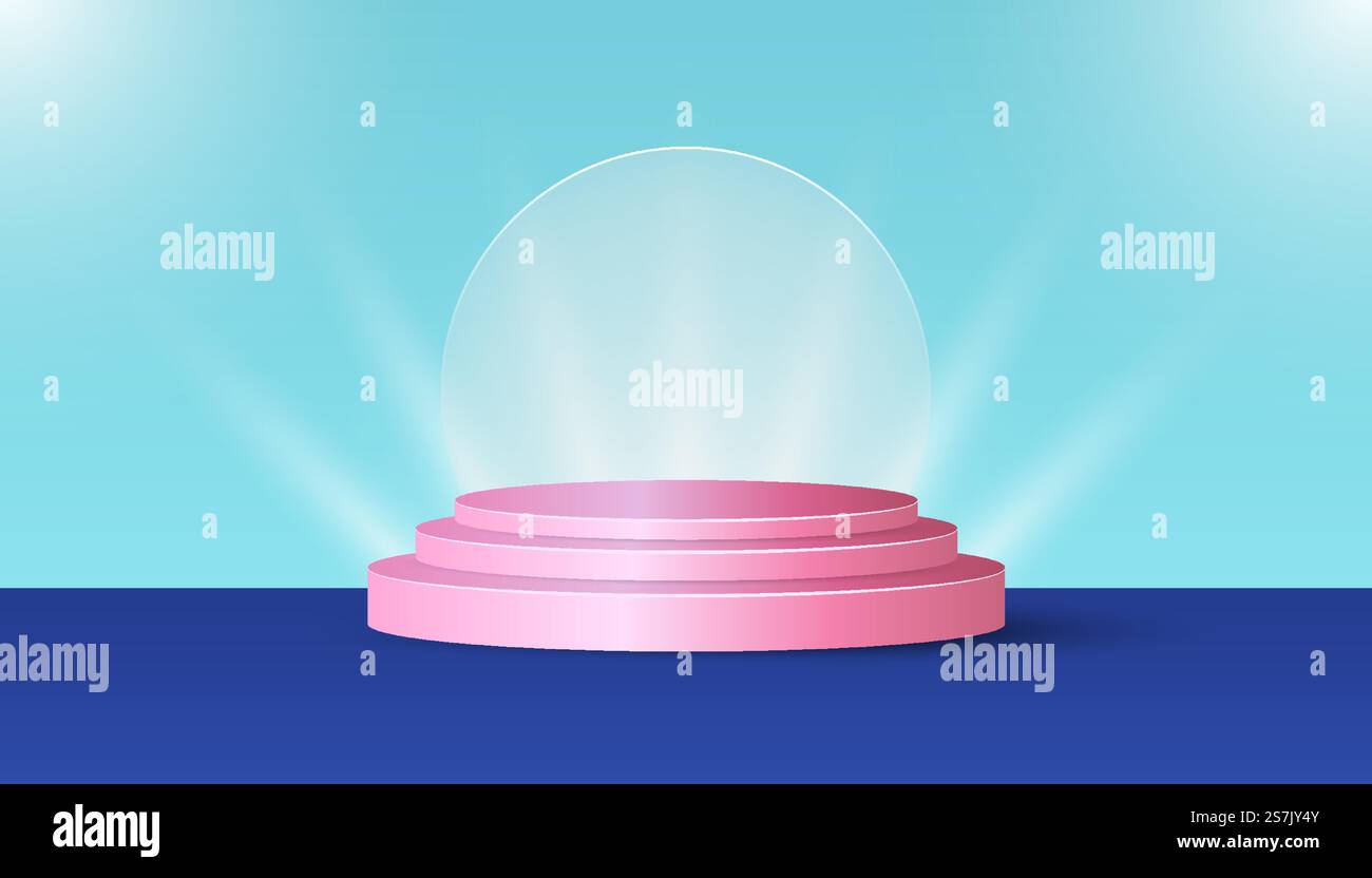 Pink Product Podium with light on blue background. Suitable For Web ...