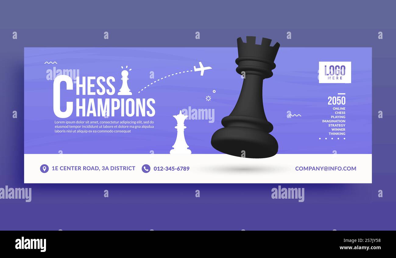 3D chess battle competition social media cover banner template ...