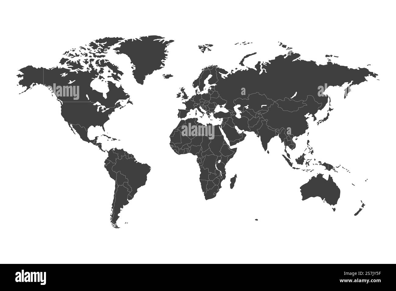 World map with selected countries in black color on a white background ...