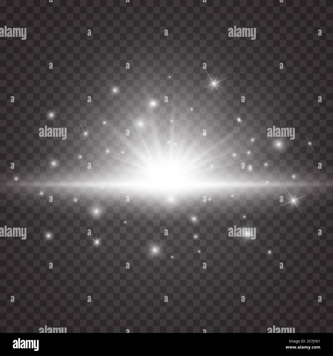 Set. Shining star, the sun particles and sparks with a highlight effect ...