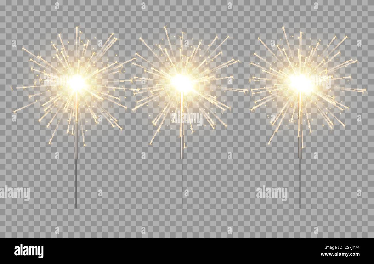 Vector light sparkler decoration. Holiday sparkler firework background ...