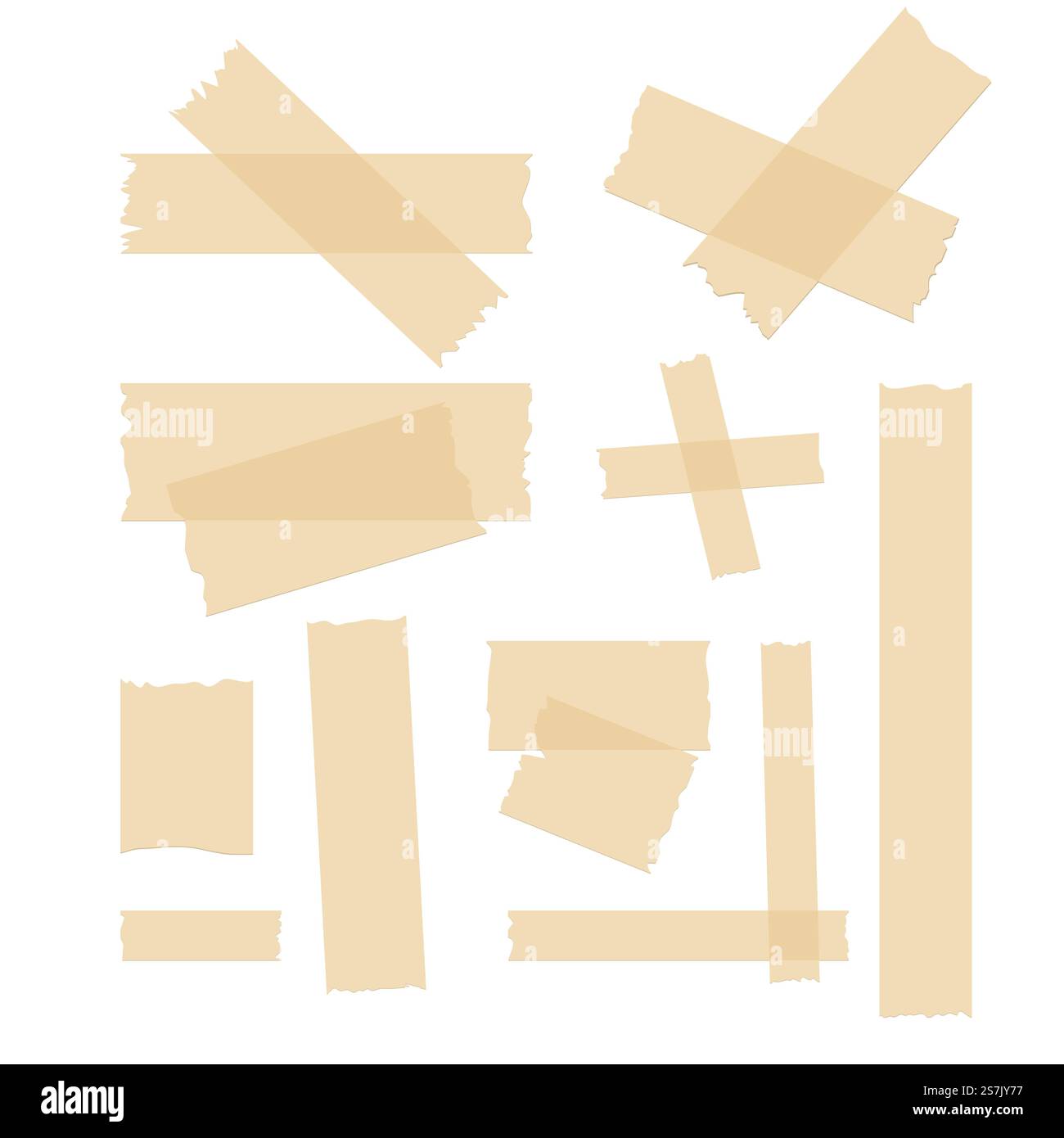 Adhesive tape set. Vector label adhesive strip pieces. Stick ripped ...