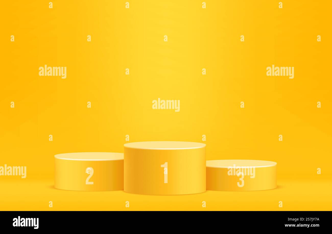 Competition winner podium on minimal scene, Announcement award stage ...