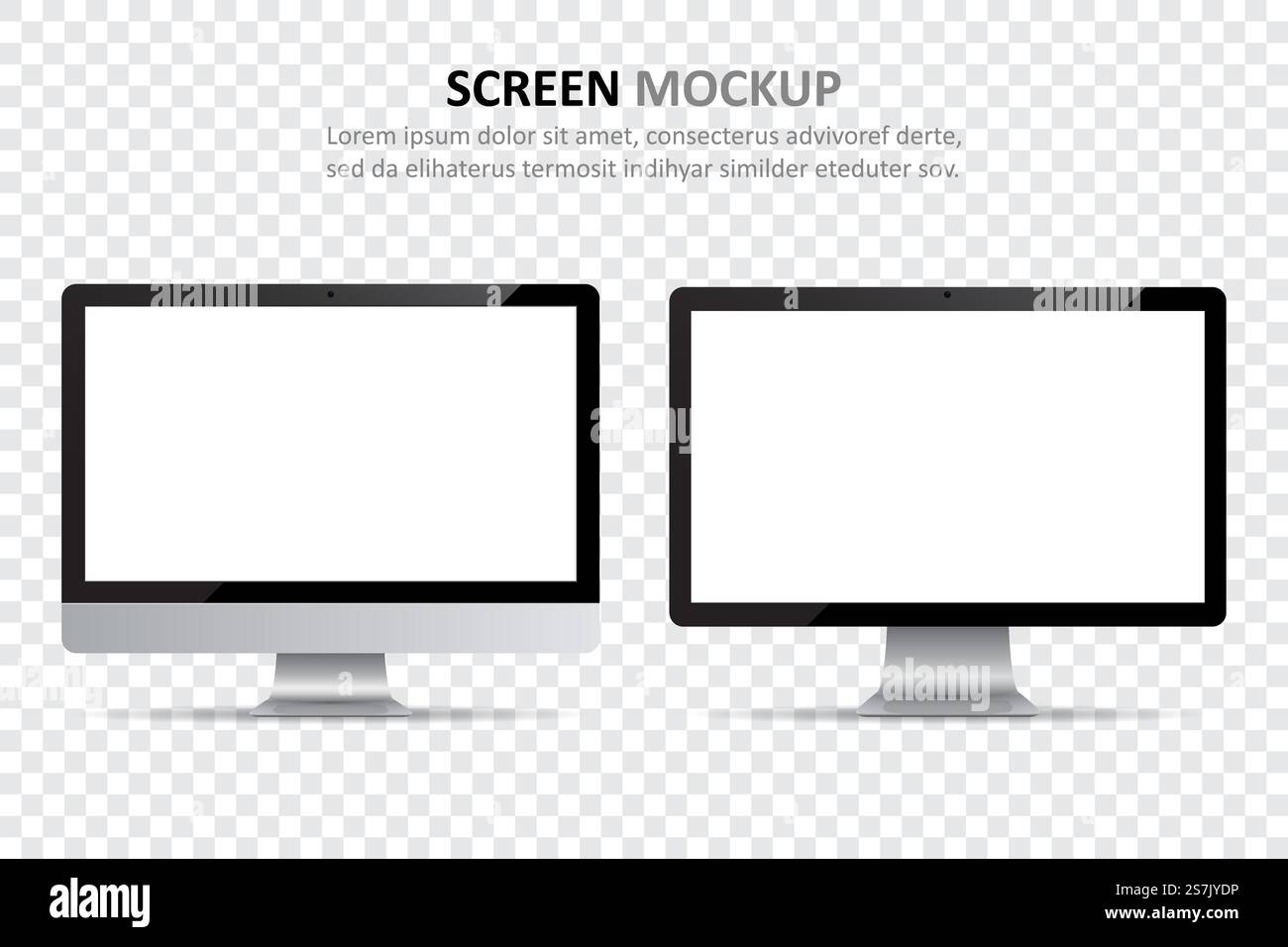 Set of two different computer monitors with blank screen. Mock up of ...