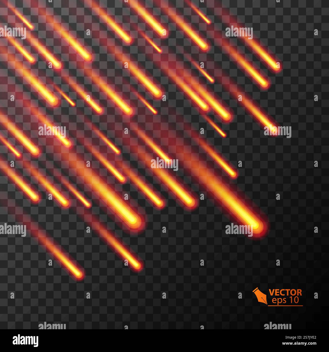 Colorful burning comets. Vector illustration Set of Flying colorful ...