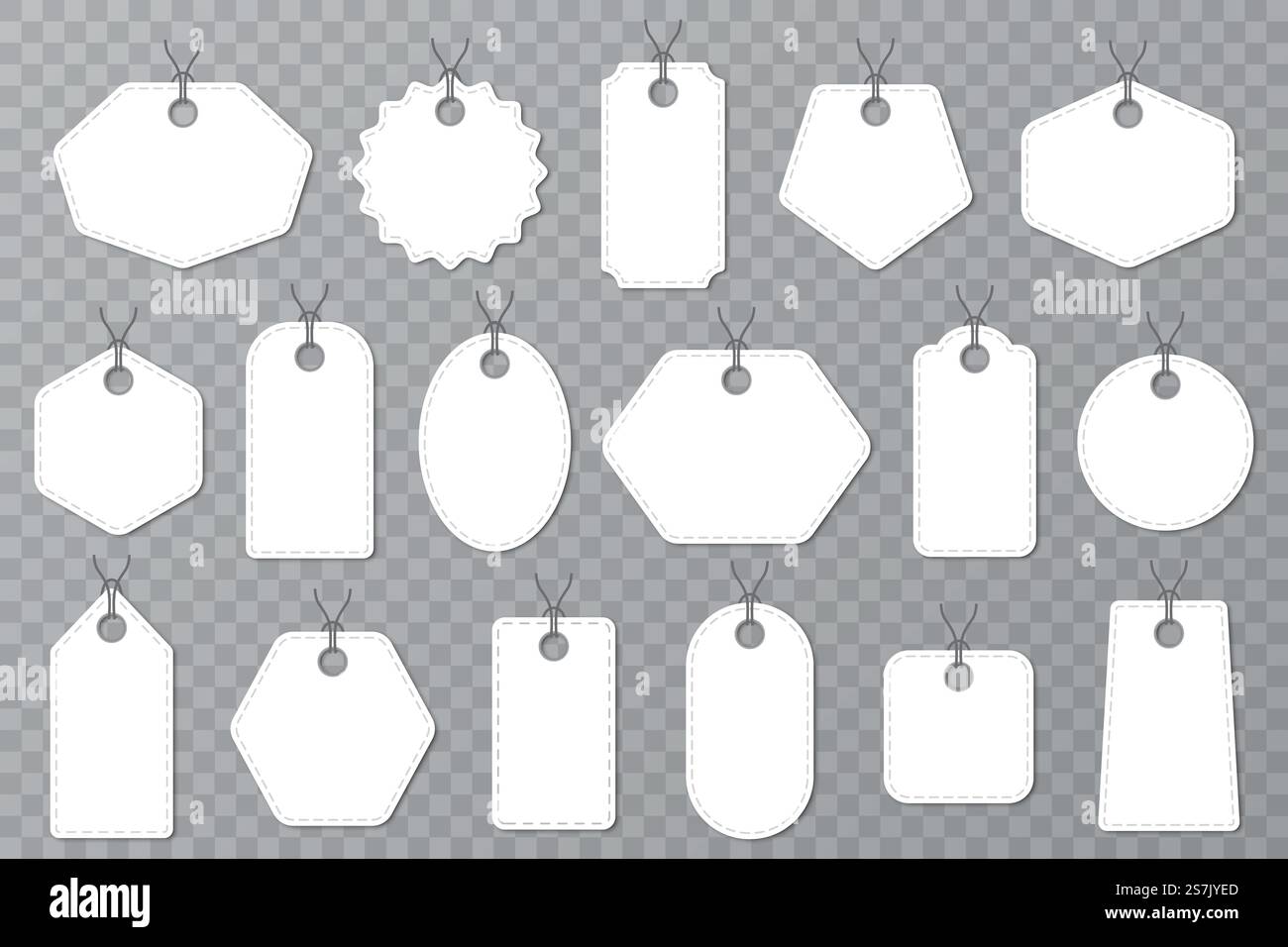 Set of white blank tag labels mockup. Template of tag labels Stock ...