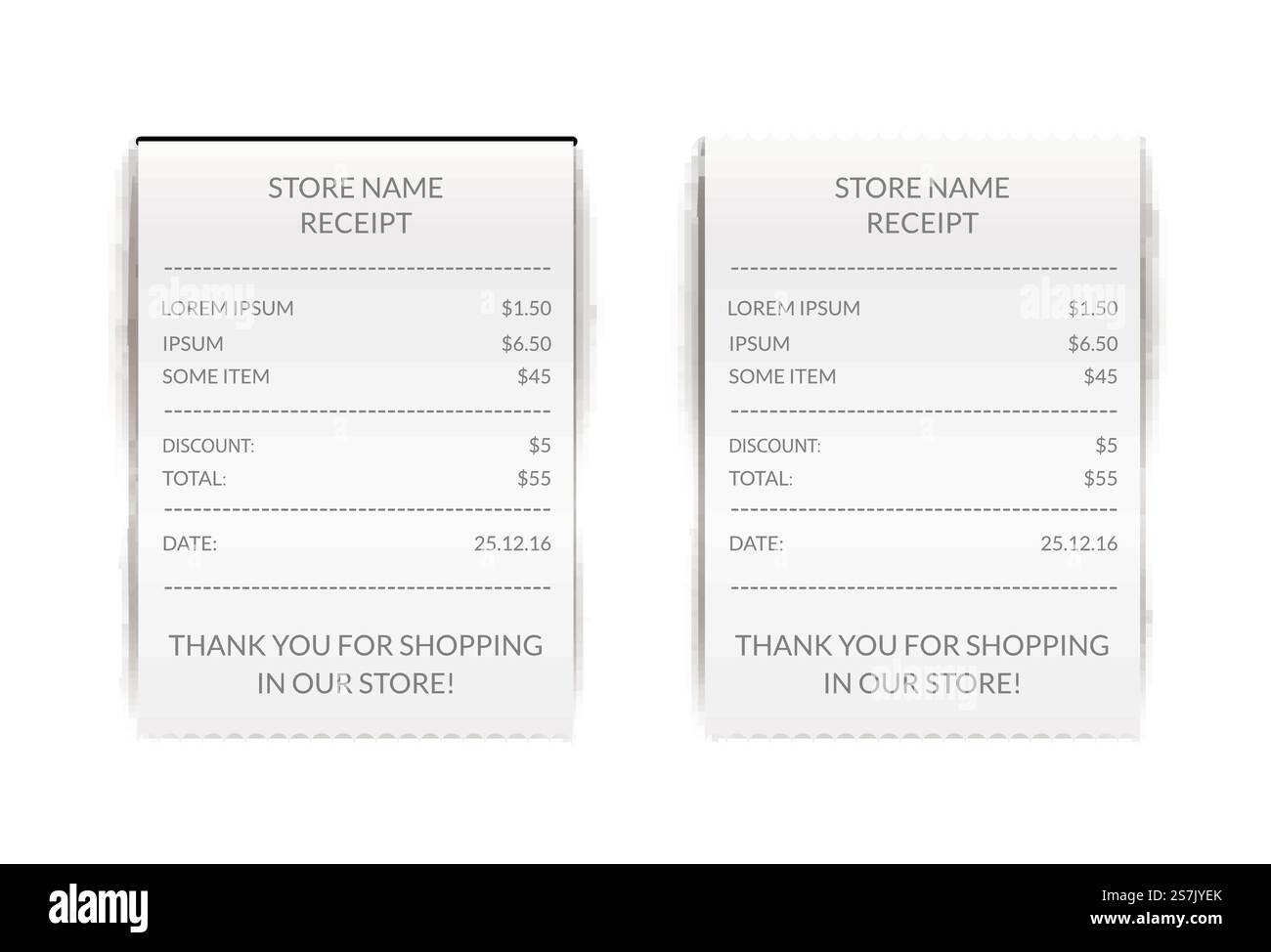 Vector paper atm check illustration. Financial receipt bill. Cafe or ...