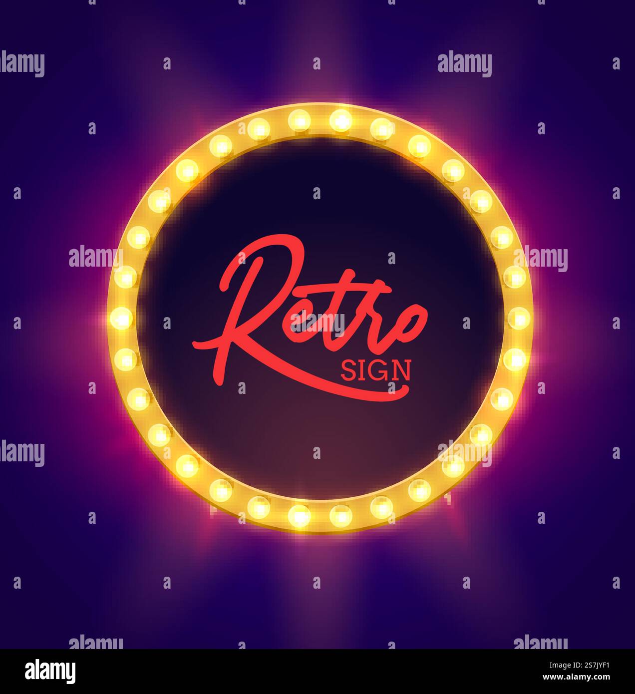 Retro light frame illustration. Neon signboard vintage background ...