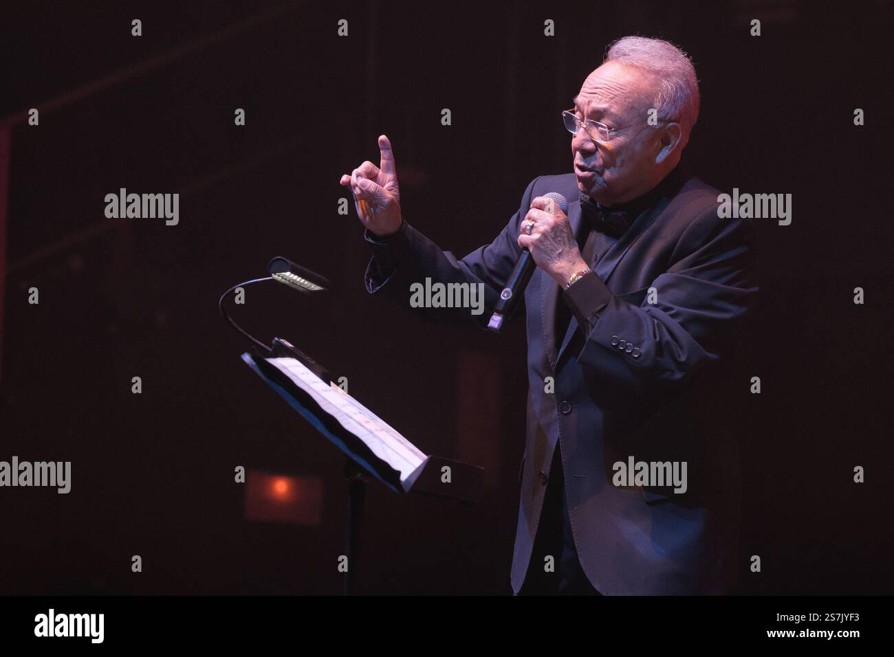 Singer Rafael Basurto Lara of Los Panchos performs during a concert at ...