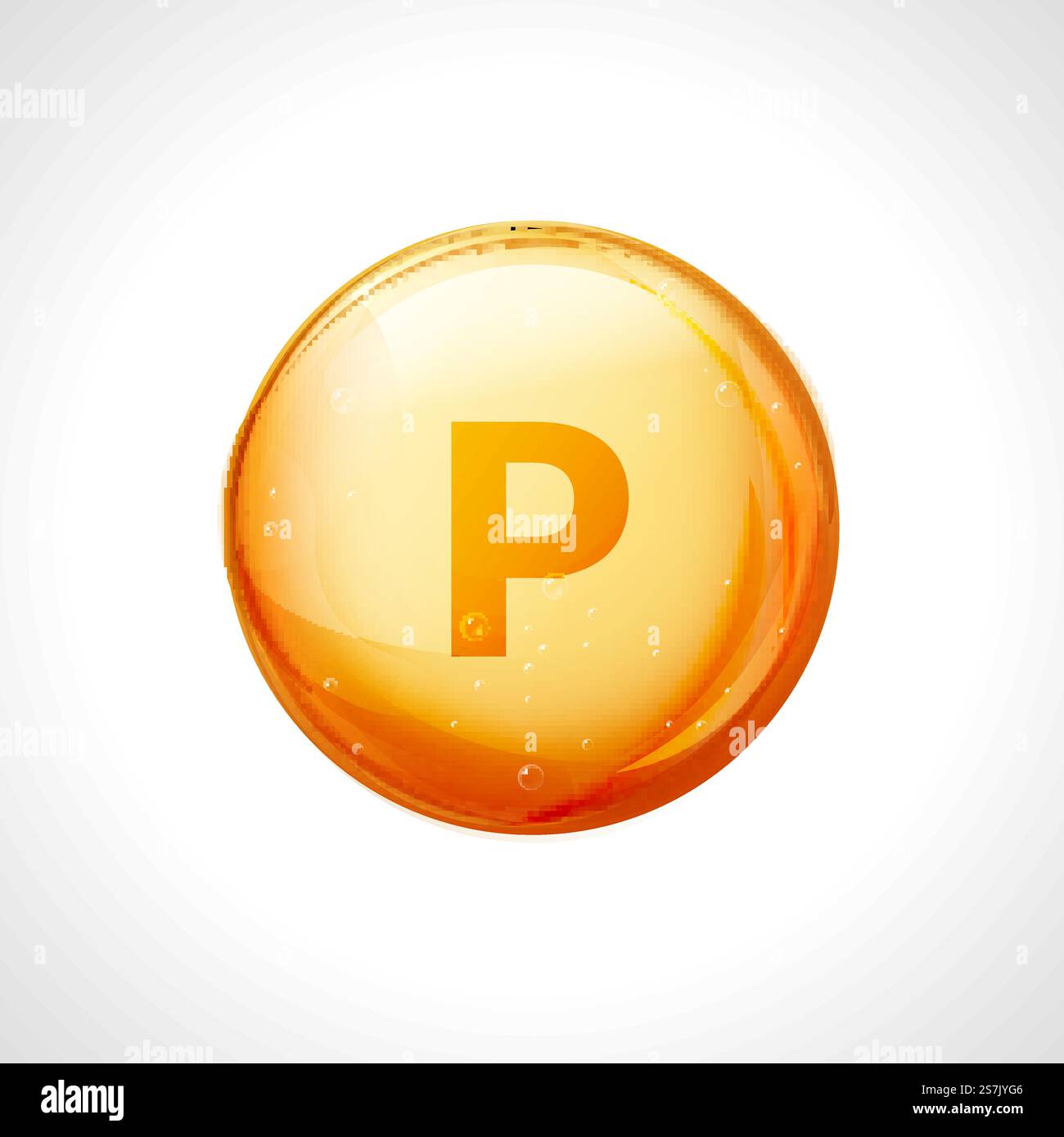 Phosphorus P 3d minerals vital vector vitamin gold icon. Vitamin P ...