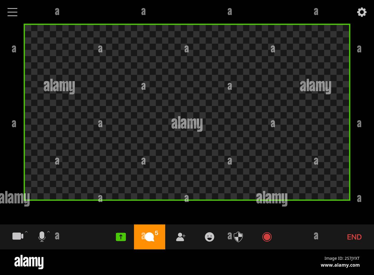 Video call screen template mockup. Videoconference and online meeting ...