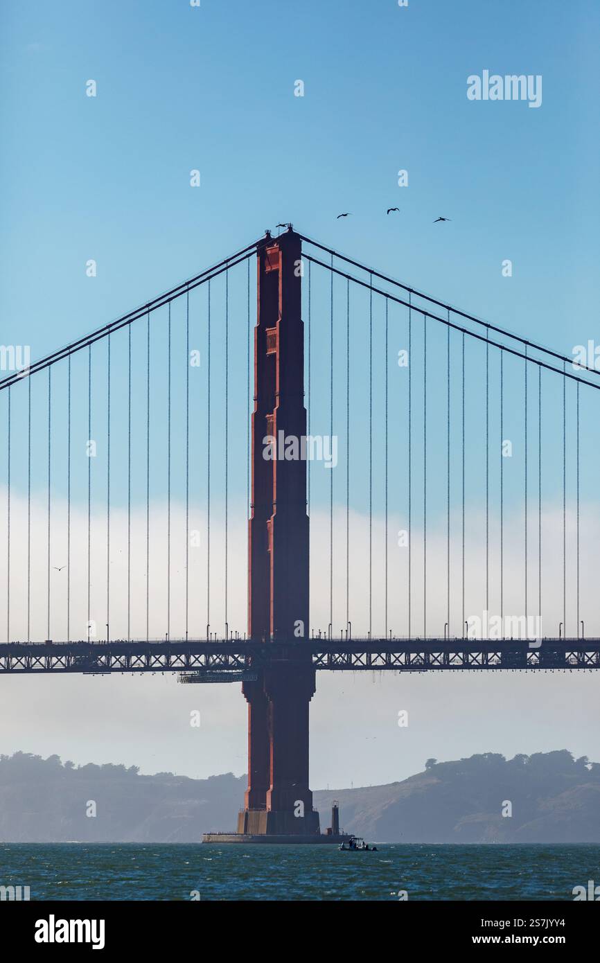 Architectural detail view of Golden Gate Bridge tower’s art deco style ...