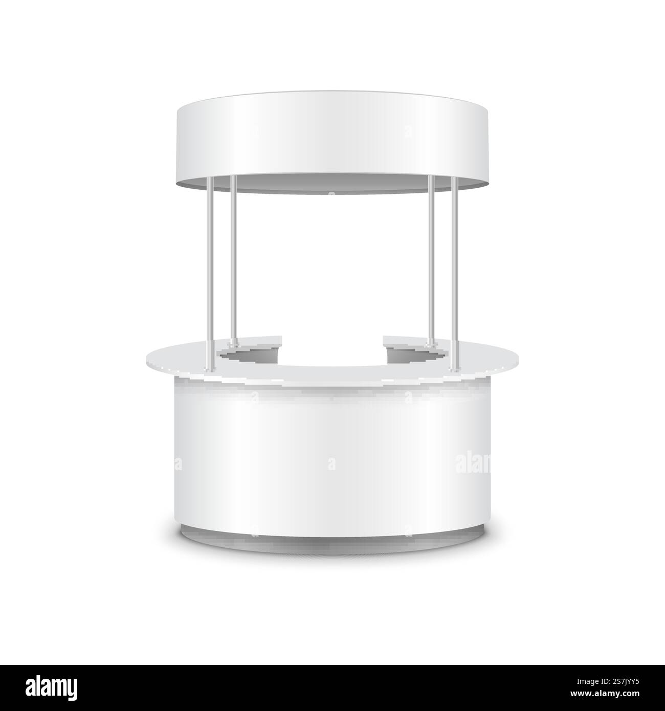 Kiosk stand booth counter promo vector 3d exhibition round table design ...
