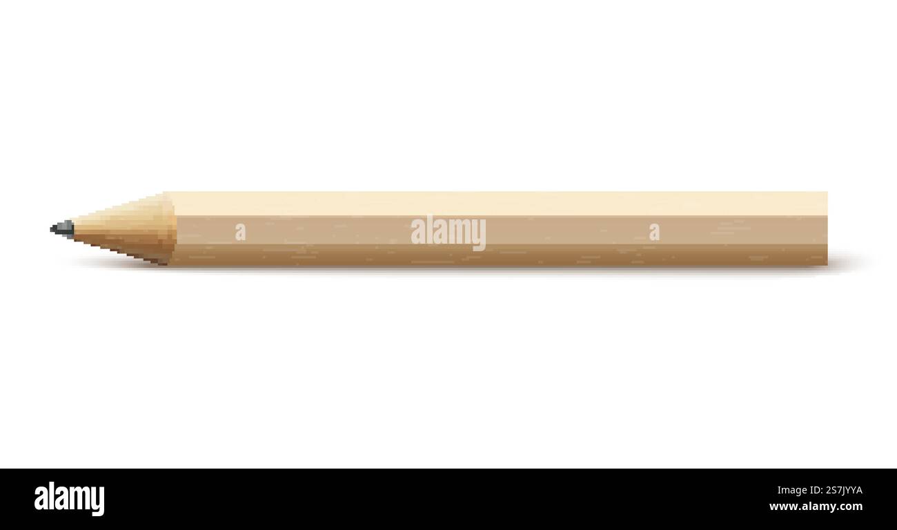 Vector pencil illustration school isolated wood icon. Pencil realistic ...
