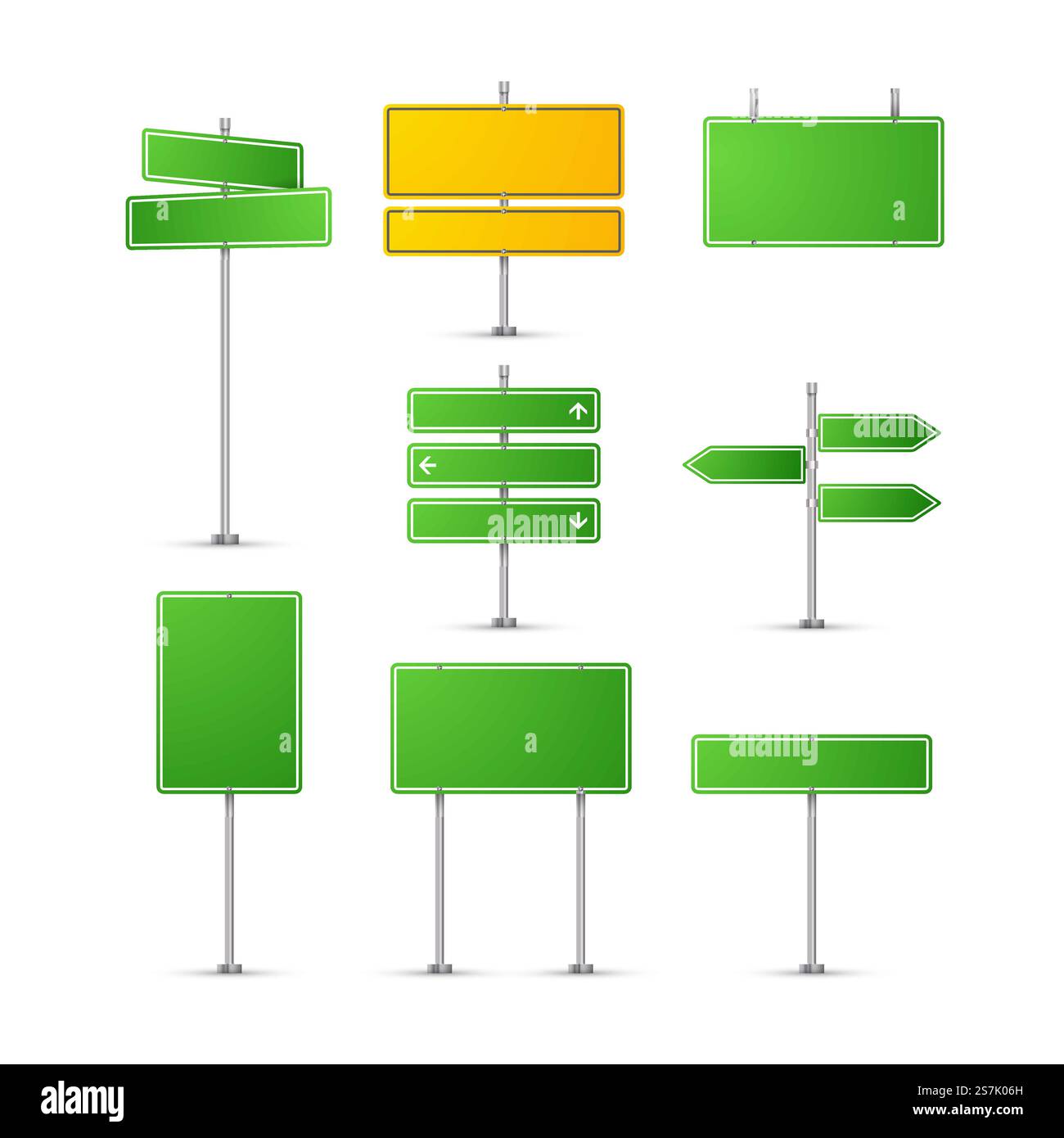 Road sign isolated. Highway traffic green signs. Transportation way ...