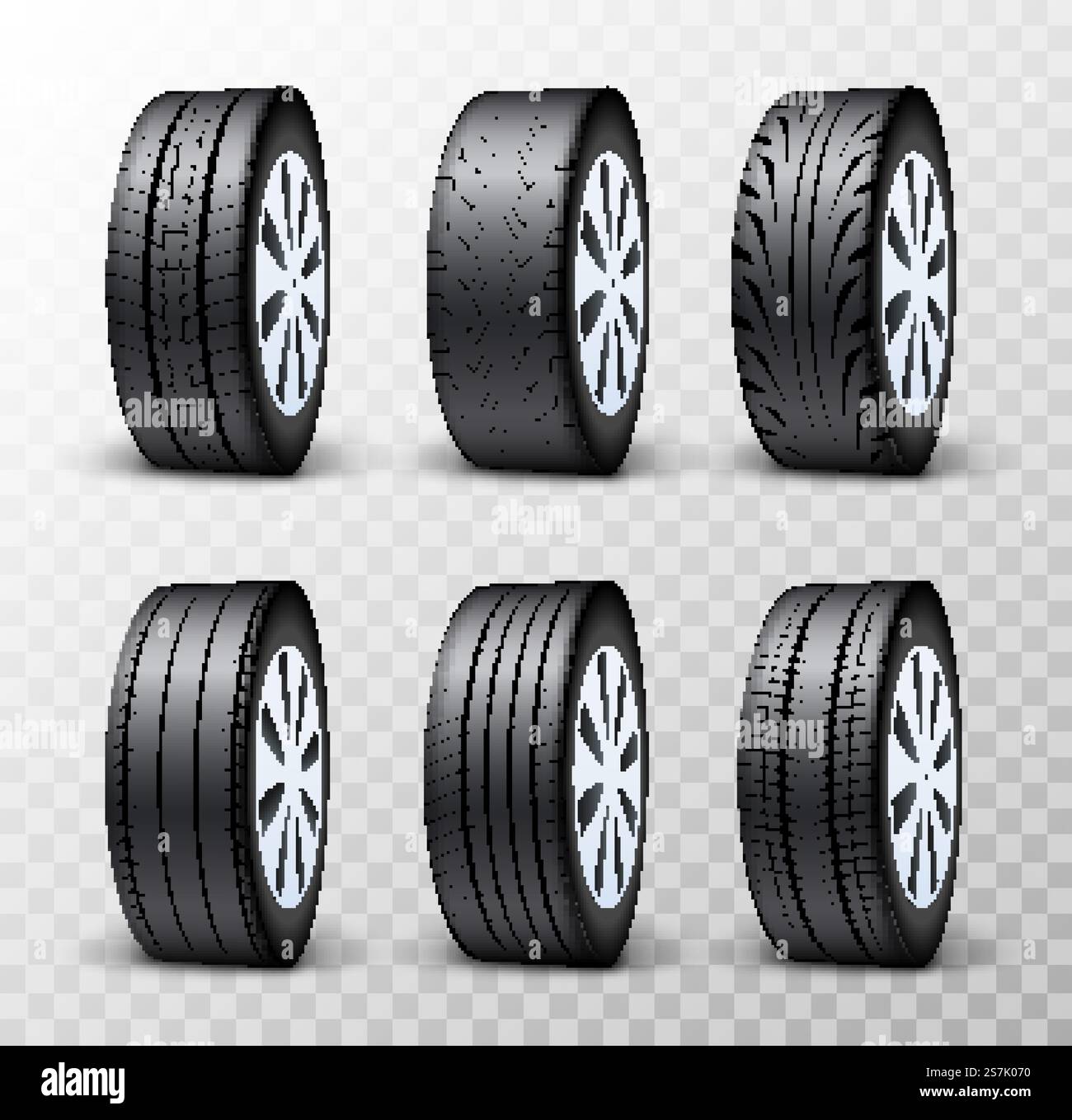 Car disk wheel set. Tyre wheel vector service isolated illustration ...