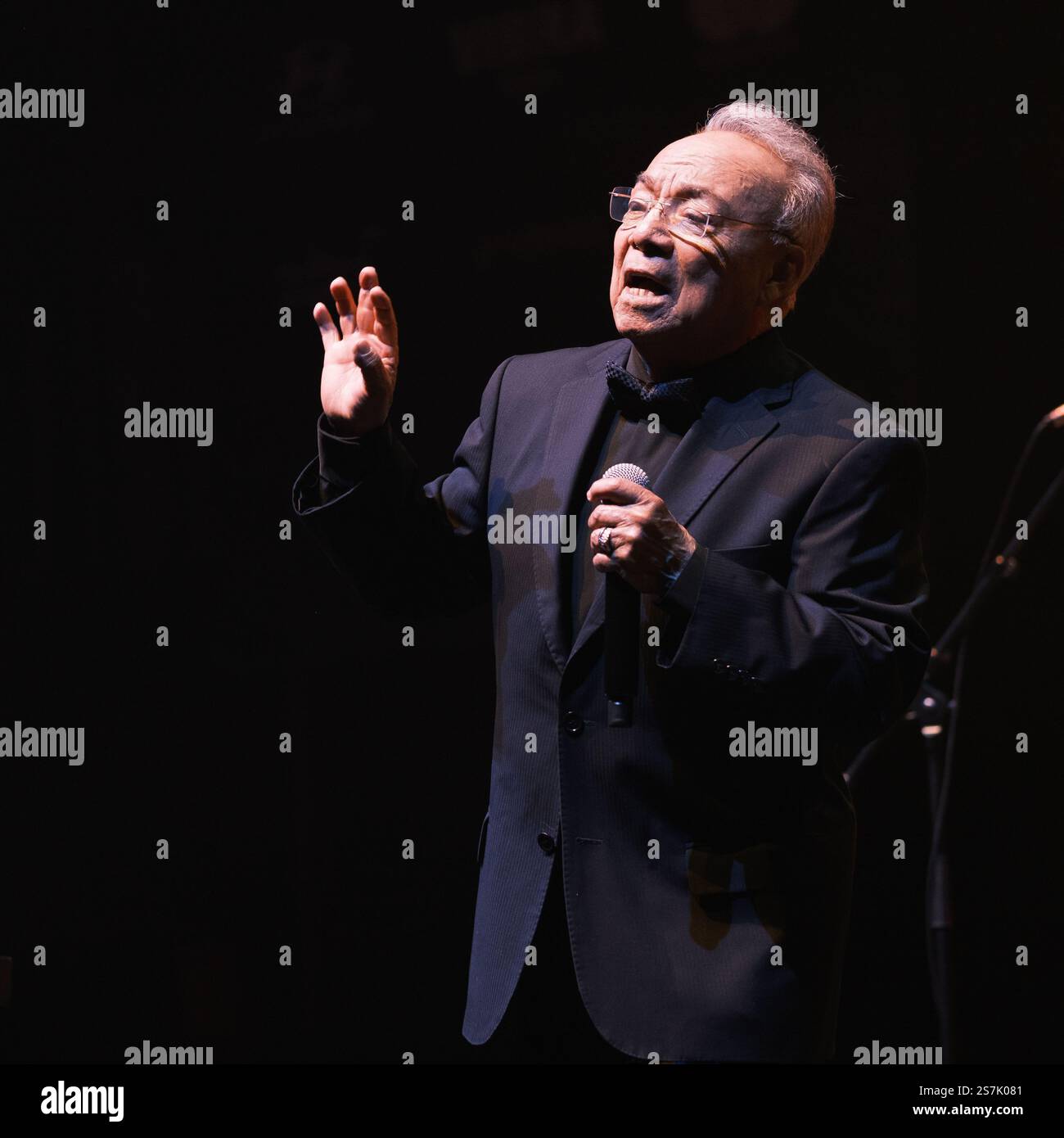 Singer Rafael Basurto Lara of Los Panchos performs during a concert at ...