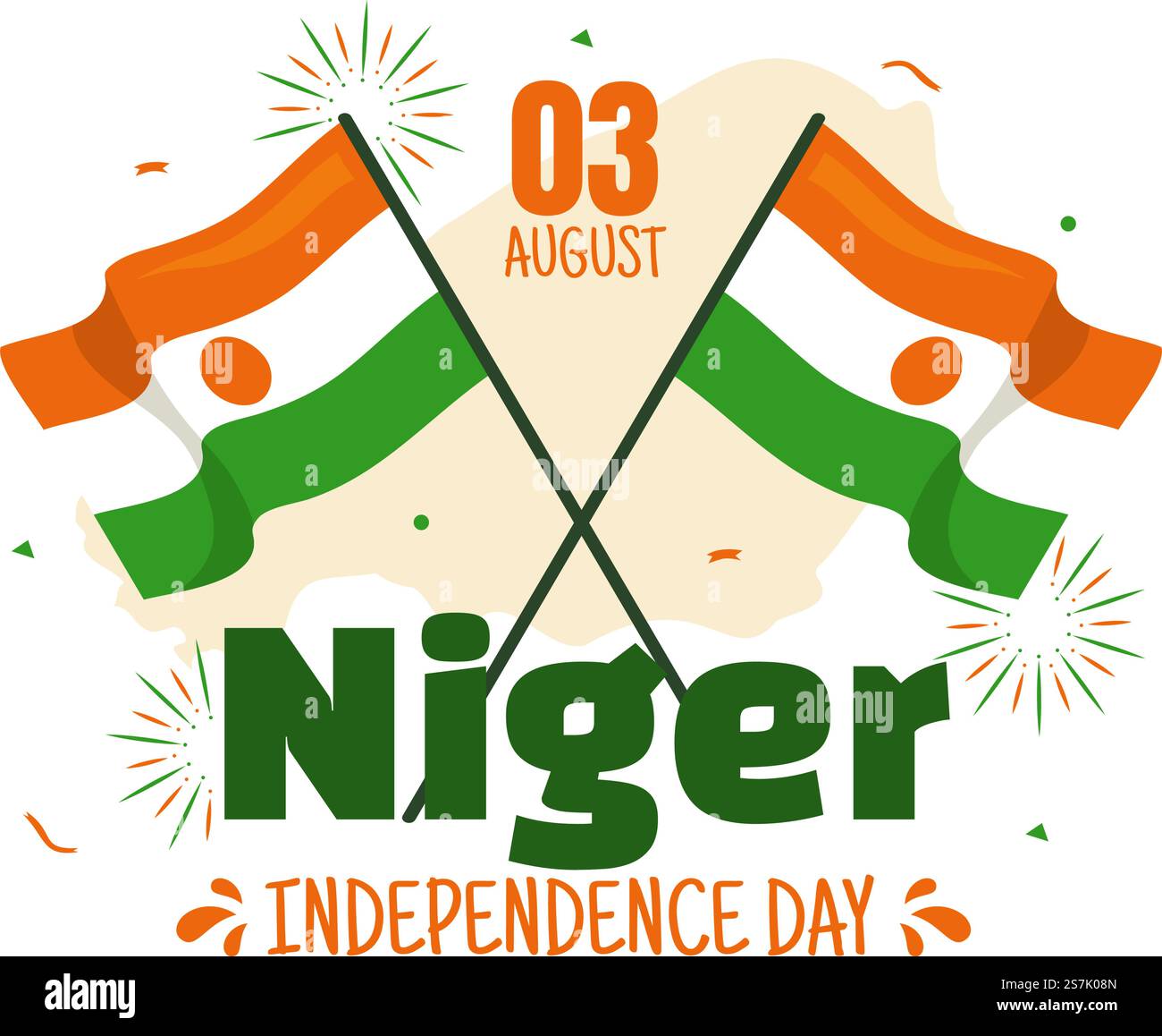 Happy Niger Republic Day Vector Illustration with Waving Flag and ...
