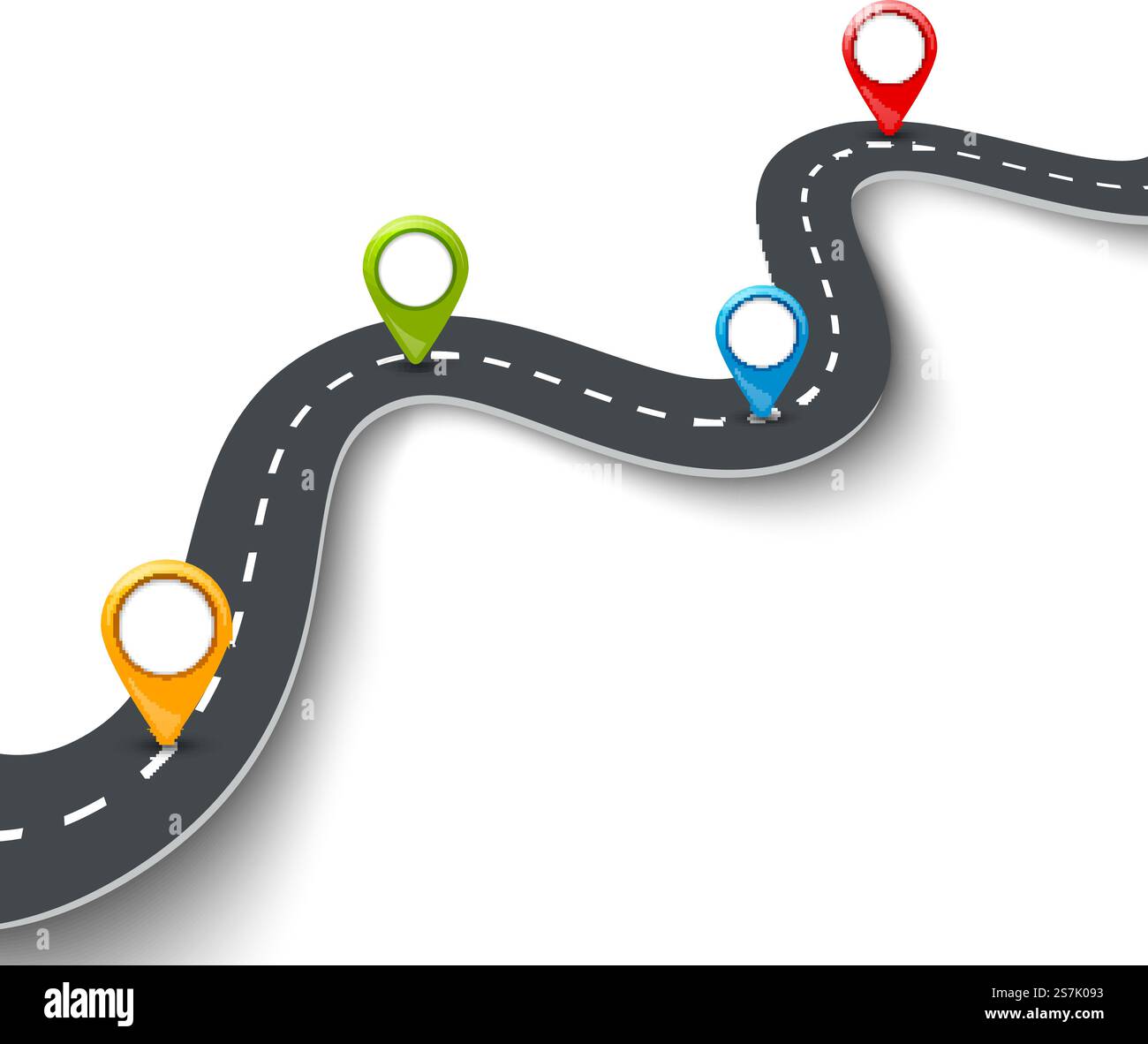 Vector 3d road infographic illustration with pin, pointer. Street ...