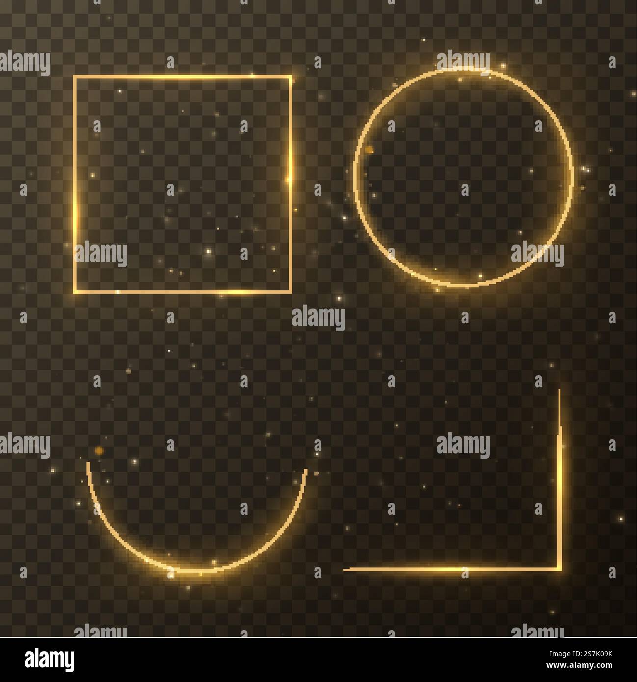 Vector glowing magic square and circle frame. Glowing neon fire wave ...