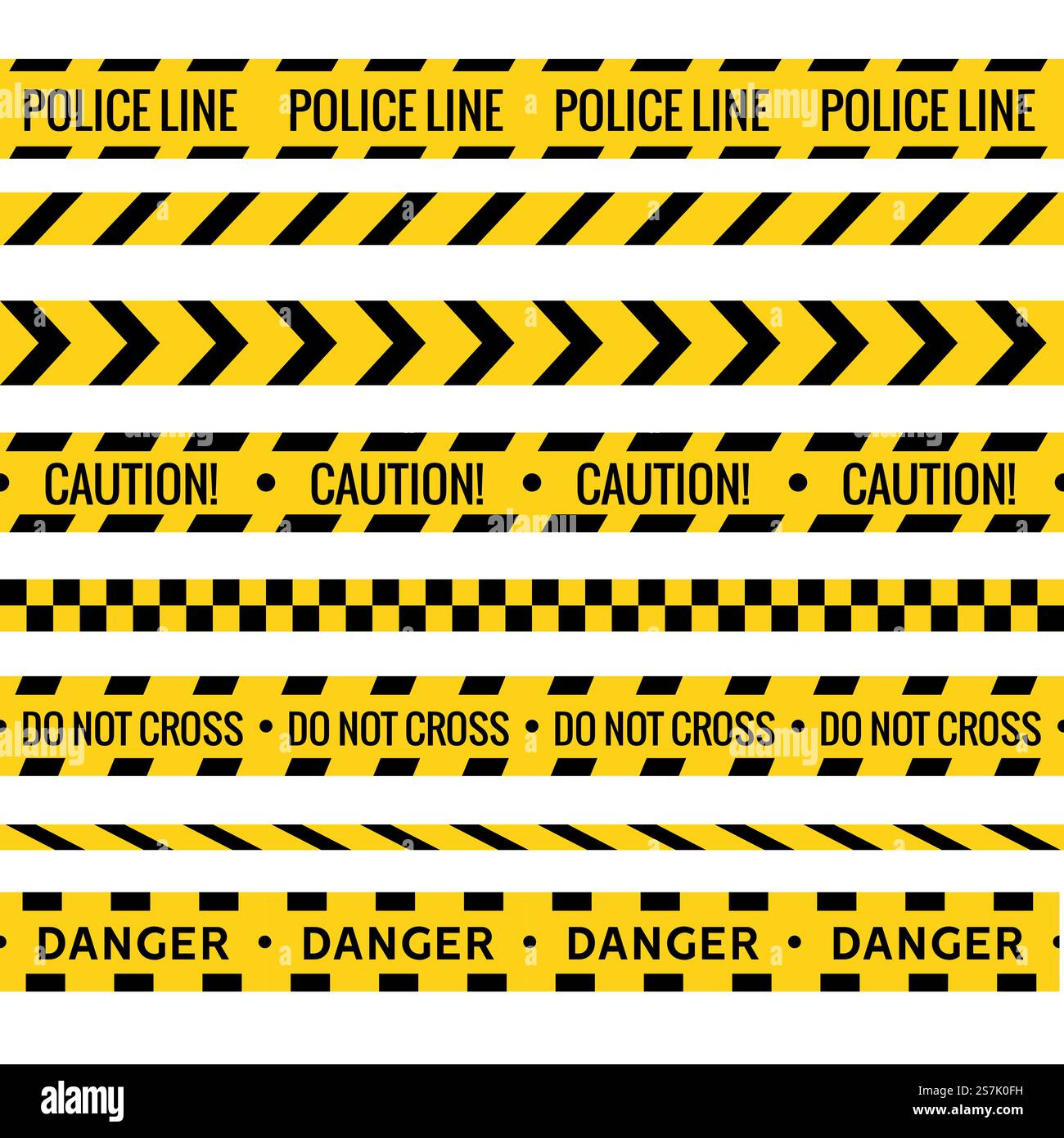 Crime line tape. Police danger caution vector yellow barrier. Not cross ...