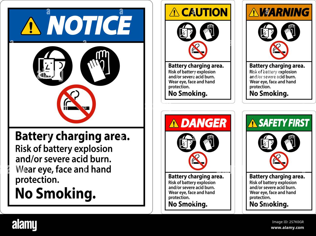 Danger Sign Battery Charging Area, Risk of Battery Explosion or Severe ...
