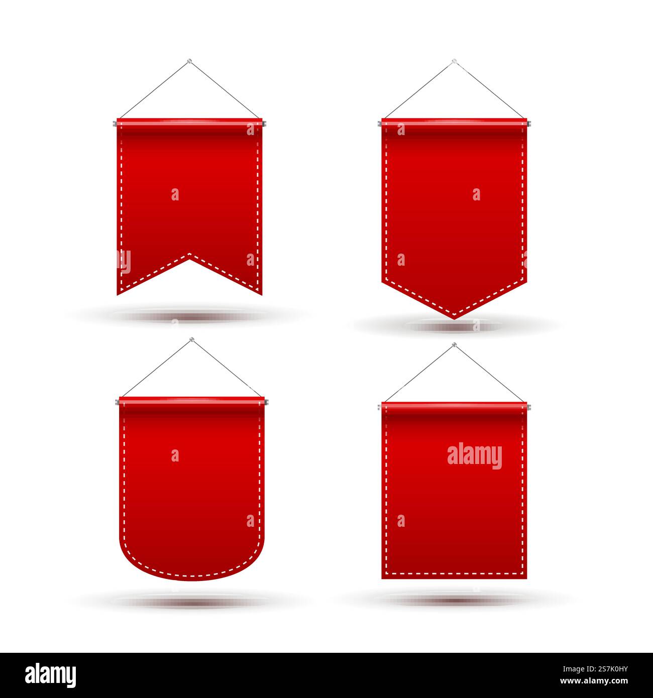 Red Pennant flag award banner. Blank pennant design template mockup ...